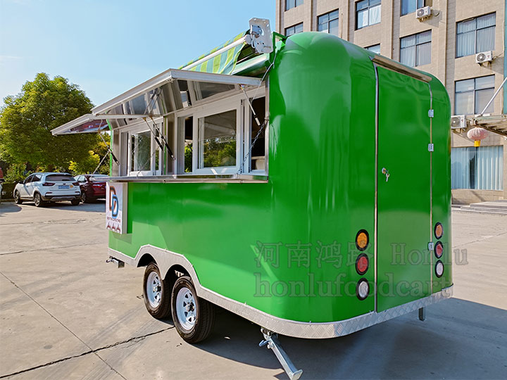 Galvanized sheet food trailer 5m commercial fully equipped kitchen food ...