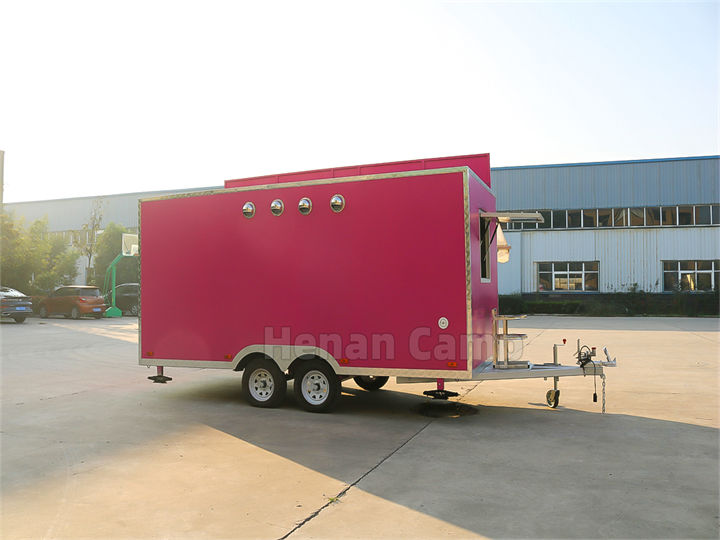 Customized 5.5m Food Trailer With Awning In Pink Color - Honlu food trailer