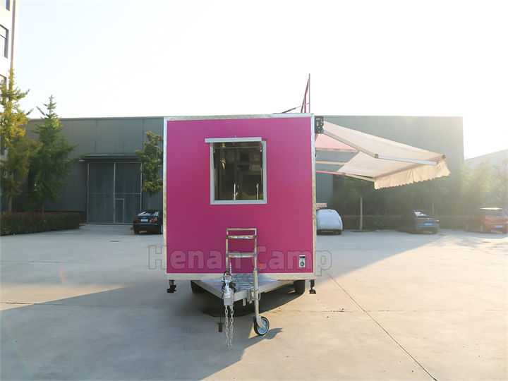 Customized 5.5m Food Trailer With Awning In Pink Color - Honlu food trailer