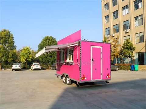 Customized 4.5m Food Trailer With Awning In Pink Color - Honlu food trailer