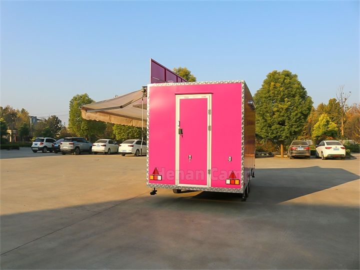 Customized 5.5m Food Trailer With Awning In Pink Color - Honlu food trailer
