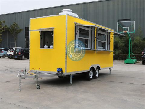 5.5m Yellow Food Trailer from China Food Trailer Manufacturer